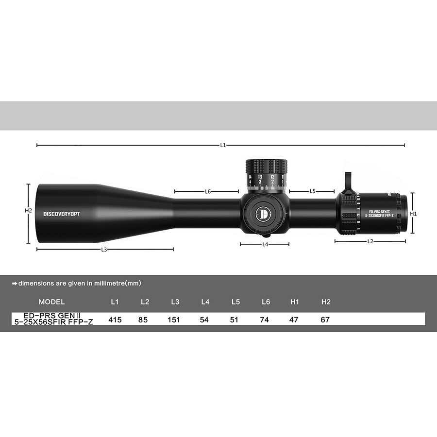 DISCOVERYOPY ED-PRS GENⅡ 5-25X56SFIR FFP-MRAD/MOA-ZERO STOP Diameter:34MM Optics Scopes ...